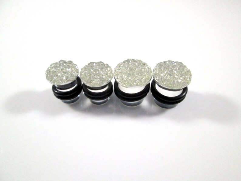 Plug Earrings - Clear Frozen Ice Sparkle Faceted Gem Plugs - 2g, 0g ...