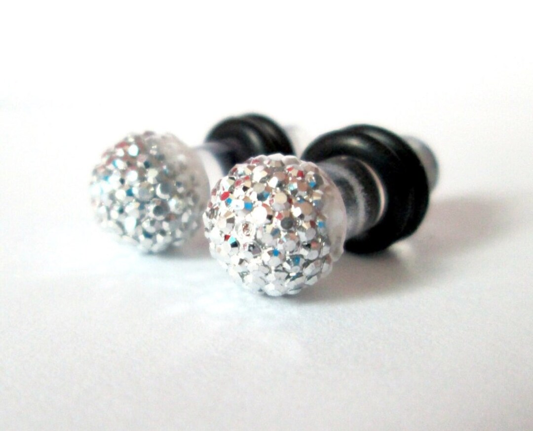 Plugs - Silver Sparkle Snow Ball Disco Ball 4g & 2g - Etsy