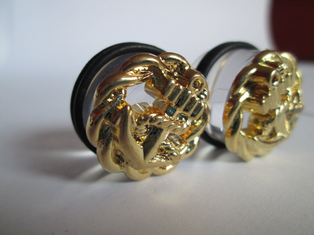 Clearance - Plugs - Gold Anchors Fancy Button 5/8 in and 3/4 In - Etsy