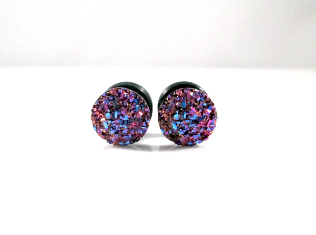 Plugs - Purple Blue Faux Druzy Sparkle 4g, 2g, 0g, and 00g - Etsy