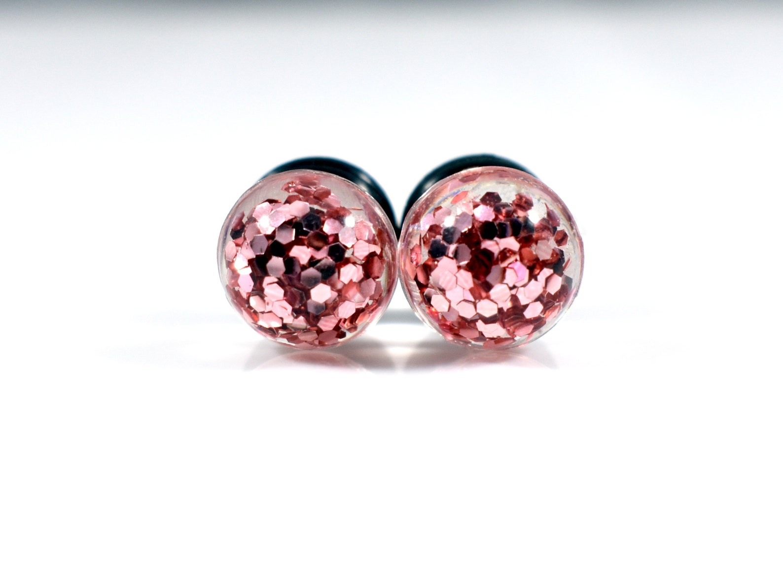 Plugs Rose Gold Large Round Glitter Sparkle 4g 2g and 0g - Etsy