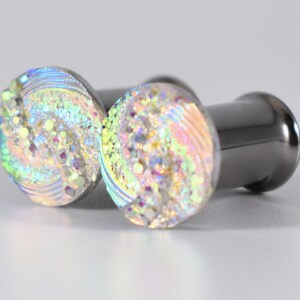 Gauges - Plug Earrings - Clear Swirl and Sparkle 4g, 2g, and 0g - Etsy