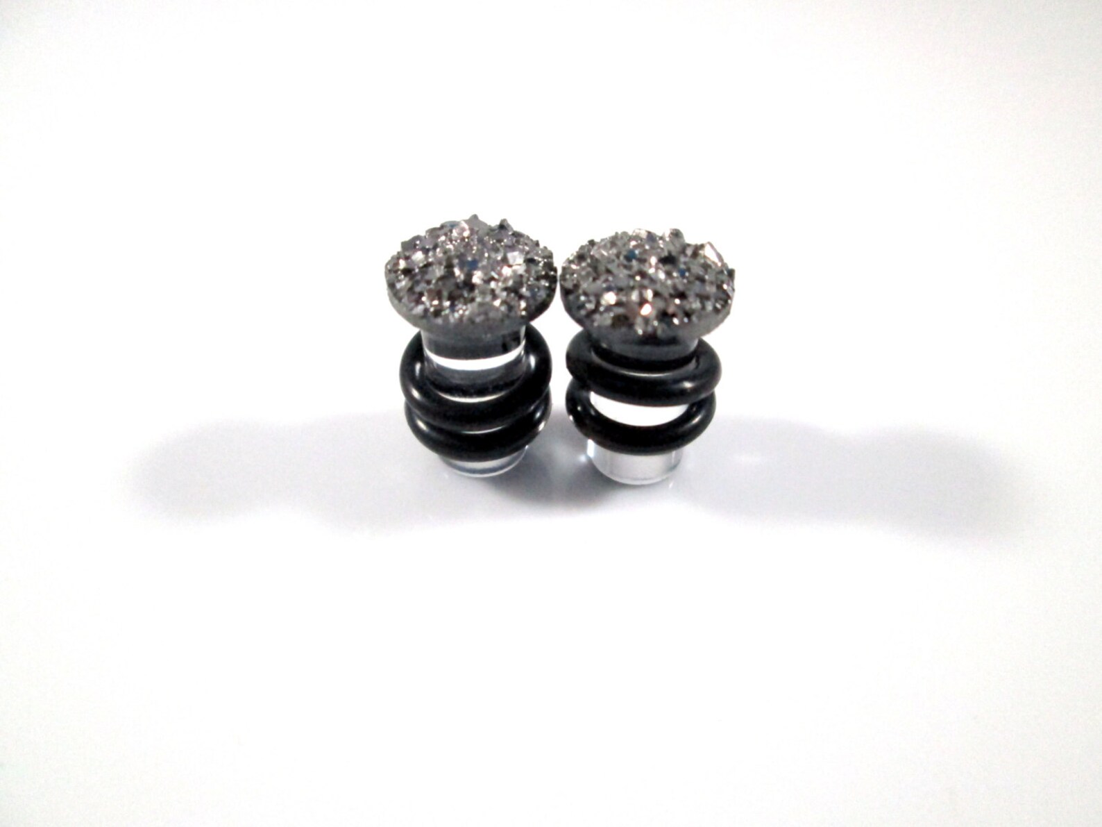 Plugs - Dark Grey Faux Druzy Sparkle Plugs - 4g, 2g, and 0g - Etsy