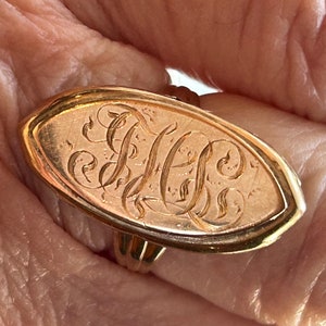 Vintage Monogram Ring Hybrid Hand-engraved Initials JHL Vintage 14K ...