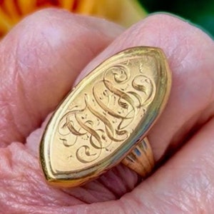 Vintage Monogram Ring Hybrid Hand-engraved Initials JHL Vintage 14K ...