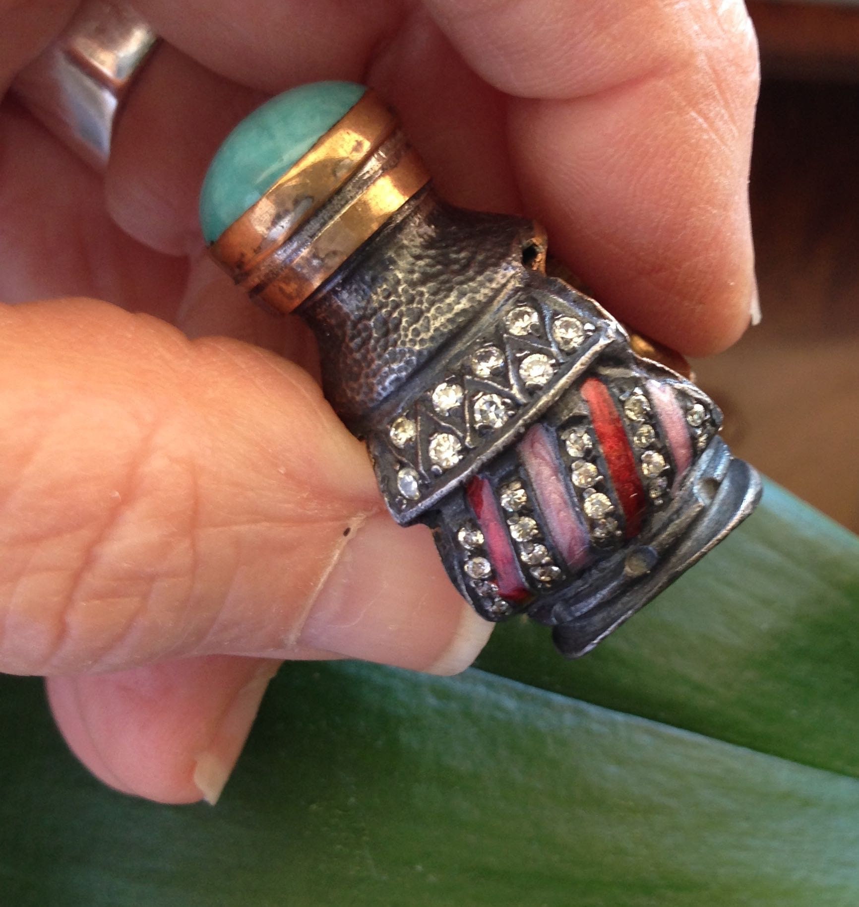 Maharaja Ring, Huge, Blue Amazonite, White Sapphires, Pink and Red ...