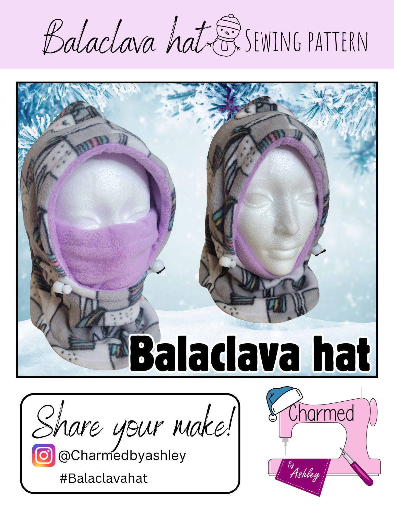PDF Sewing Pattern - Balaclava Hat With Mask and Fully Adjustable Kids ...