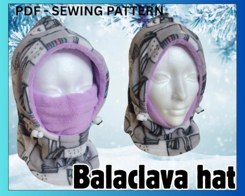 PDF Sewing Pattern - Balaclava Hat With Mask and Fully Adjustable Kids ...