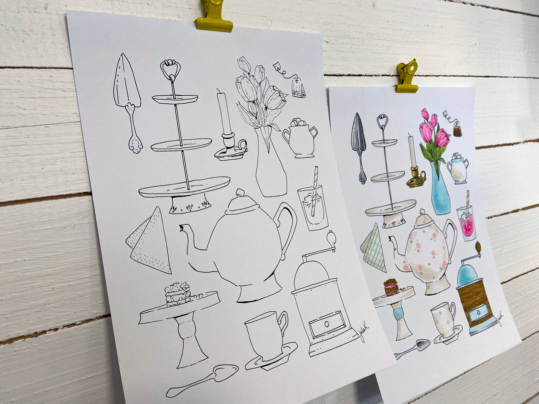 Fika Coloringsheet Printable by Julia Källén - Etsy