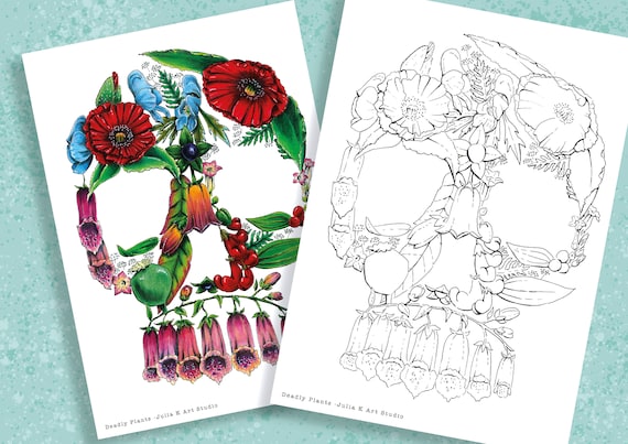 Deadly plants coloringsheet printable by Julia Källén | Etsy