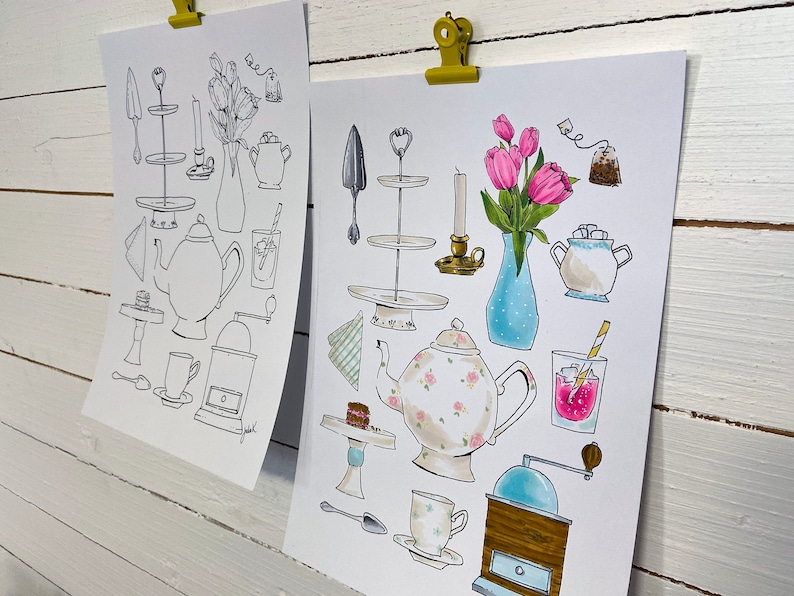 Fika Coloringsheet Printable by Julia Källén - Etsy