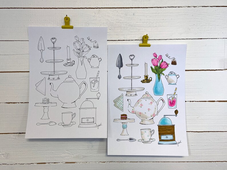 Fika Coloringsheet Printable by Julia Källén - Etsy