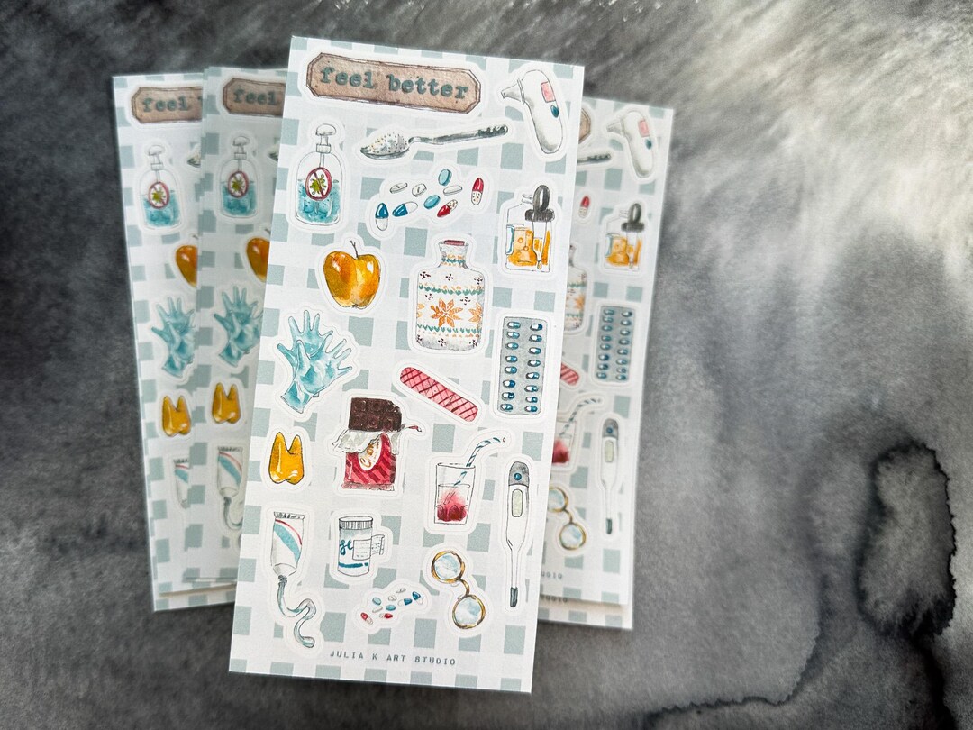 Feel Better- Illustrated Sticker Sheet Designed by Julia Källén - Etsy