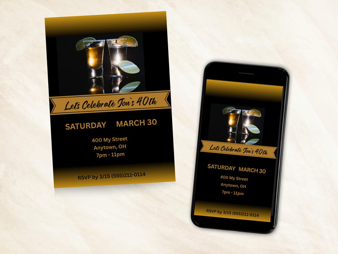 Tequila Birthday Party Invitation, Printable Tasting Invite (editable ...