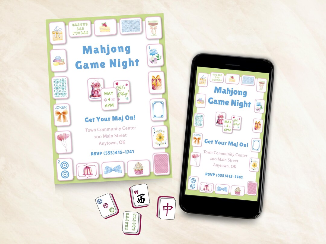 Ladies Mahjong Game Night Invitation, Sophisticated Mahj Birthday ...
