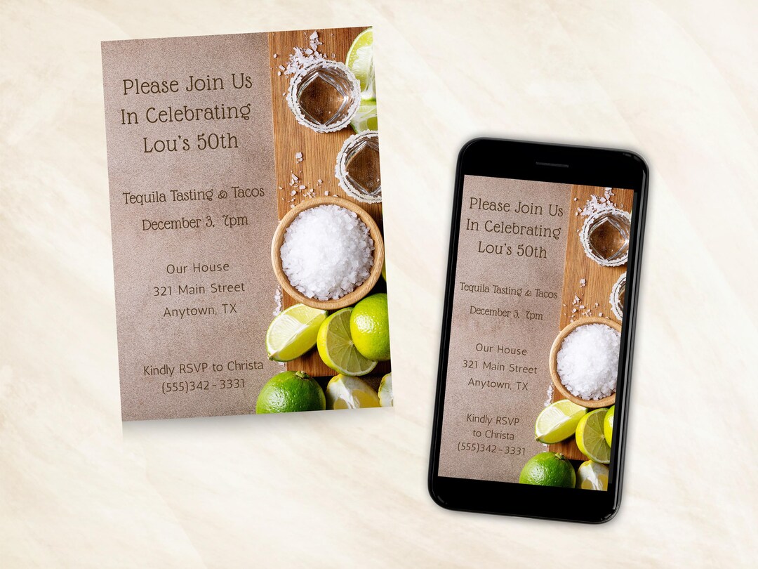 Tequila Tasting Birthday Invitation, Editable Fiesta Invite (printable ...