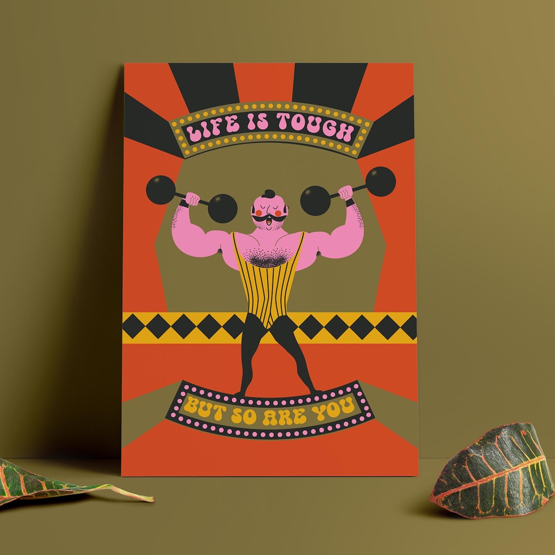Circus Strongman Art Print Vintage Quirky Motivational - Etsy
