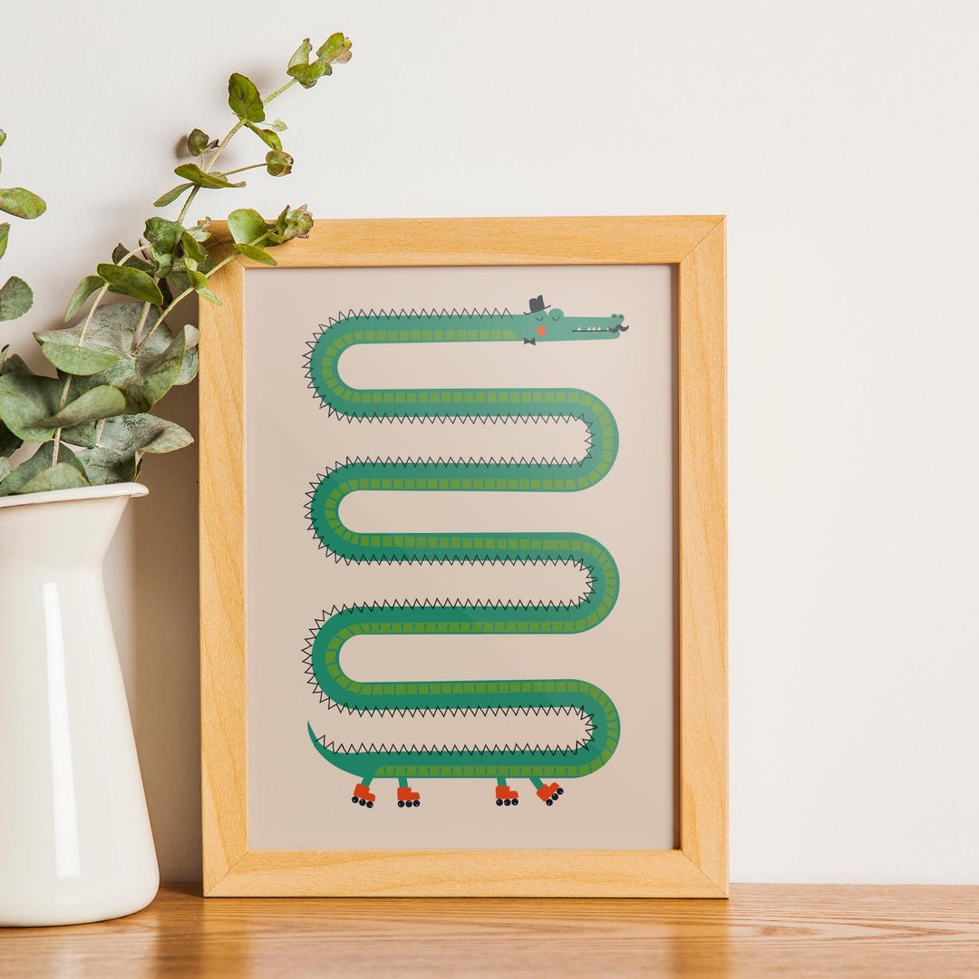 Funky Crocodile Art Print Cute Minimal Abstract Nursery - Etsy