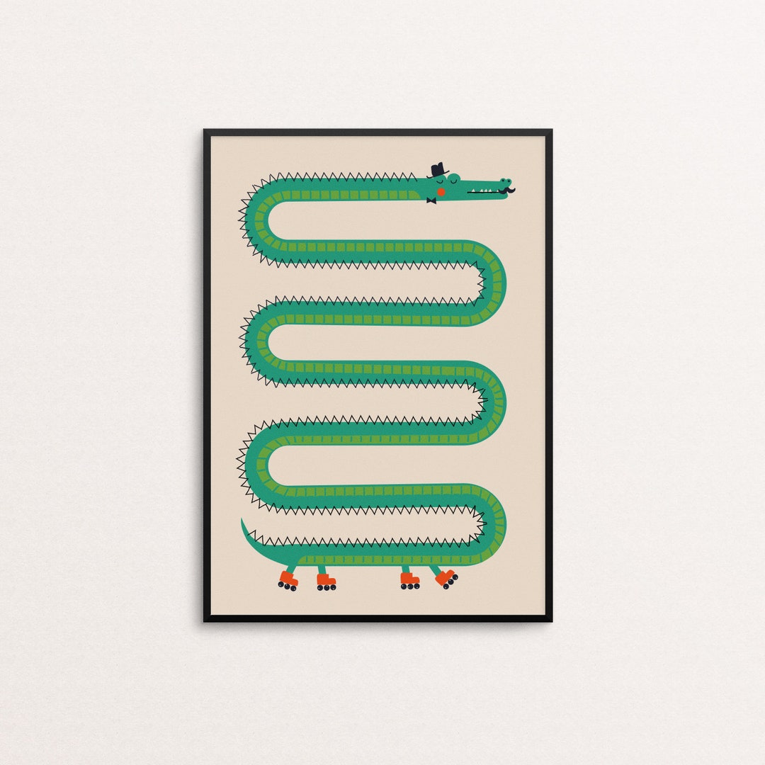 Funky Crocodile Art Print Cute Minimal Abstract Nursery - Etsy