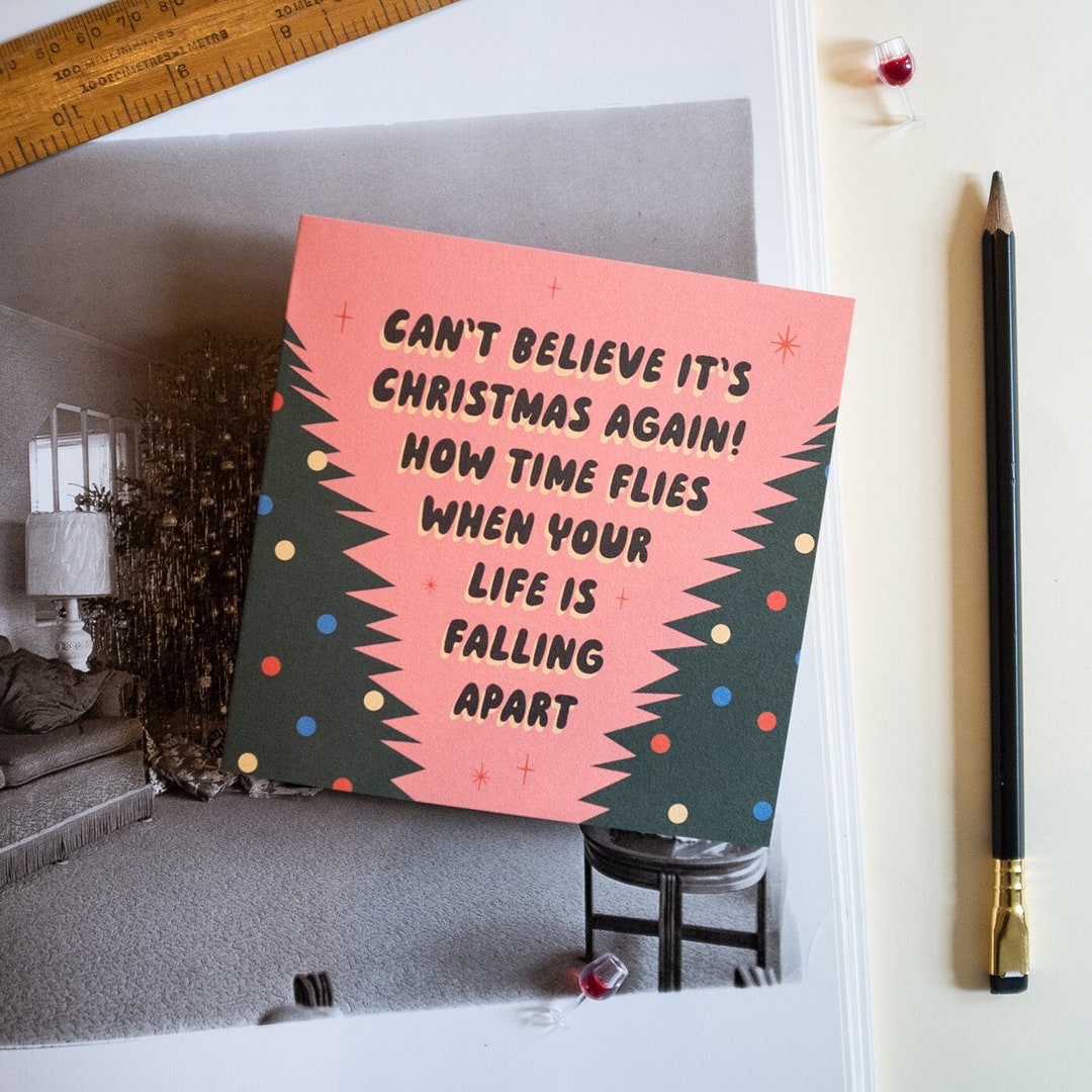 Falling Apart Christmas Card Funny Dark Humor Relatable Mental Health ...