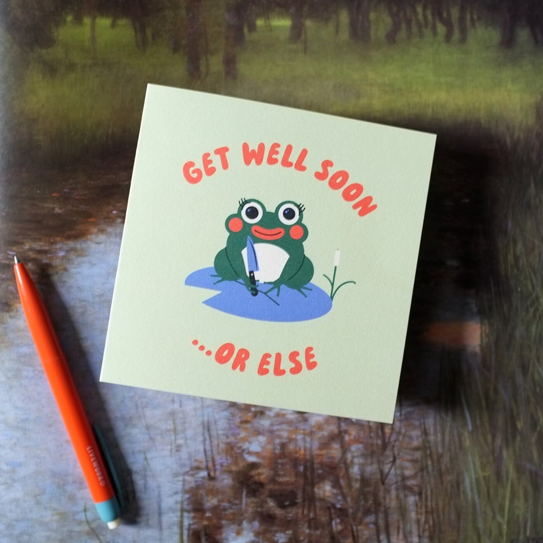Get Well Soon Frog Card Funny Cheeky - Etsy