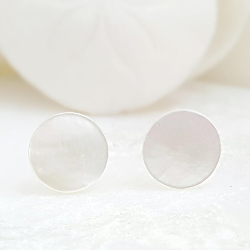 Mother of Pearl Disc Stud - Etsy