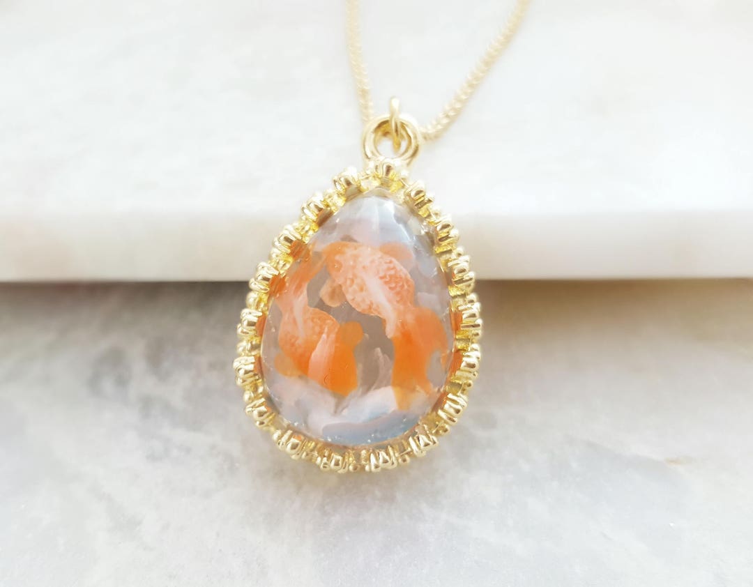 GOLDFISH NECKLACE GOLD or Rose Gold Fish Lover Gift, Large Fish Pendant ...