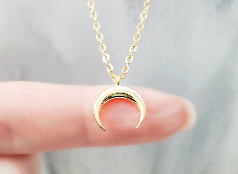 GOLD FILLED HORN Necklace 16K Gold Double-horn Pendant | Etsy