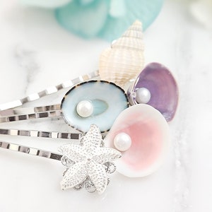 SEASHELL BOBBY PINS Beach Wedding Mermaid Hair Clip Pearl & Shell ...