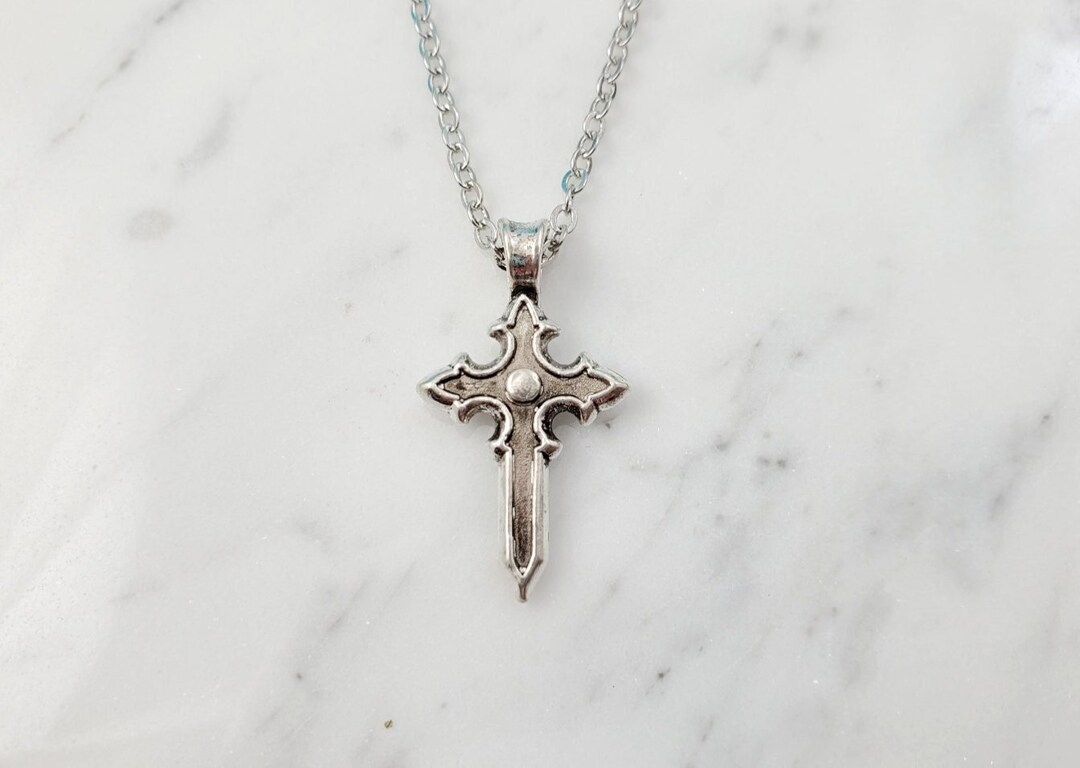 SILVER CROSS NECKLACE, Dagger Cross or Open Cross, Choose Your Pendant ...