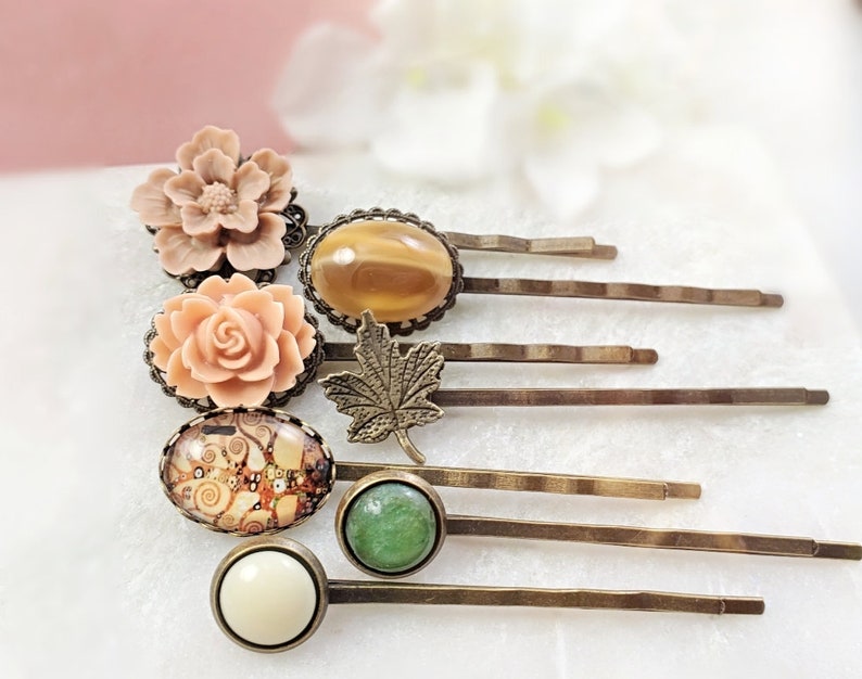 AUTUMN Hair Accessories 7 Decorative Bobby Pins Trees & - Etsy