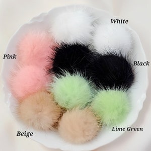 GOLD POM-POM Earrings Furry Puffs White, Black, Pink, Beige or Lime ...