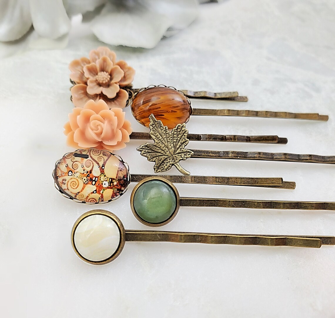 AUTUMN HAIR ACCESSORIES 7 Decorative Bobby Pins Trees & | Etsy