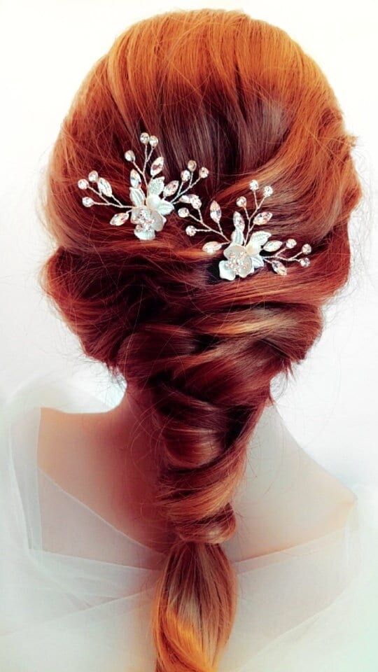 SILVER Crystal Jeweled Haircomb or Rose Gold Rhinestone Hair Comb ...