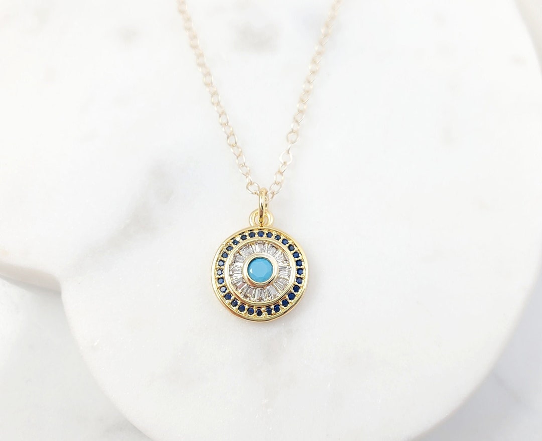 SAPPHIRE DIAMOND NECKLACE, Goldfilled Sunburst Jewelry Gold Filled ...