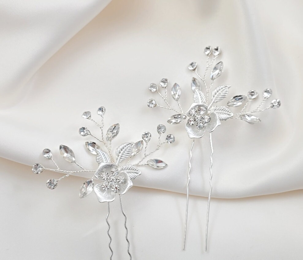SILVER Crystal Jeweled Haircomb or Rose Gold Rhinestone Hair Comb ...