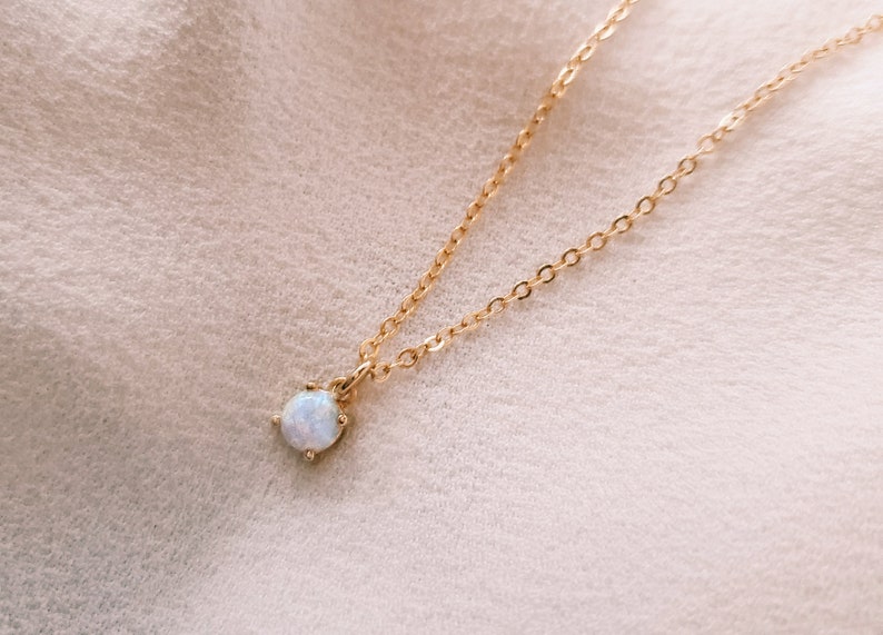 WHITE OPAL NECKLACE Small Snow Opal Pendant October | Etsy