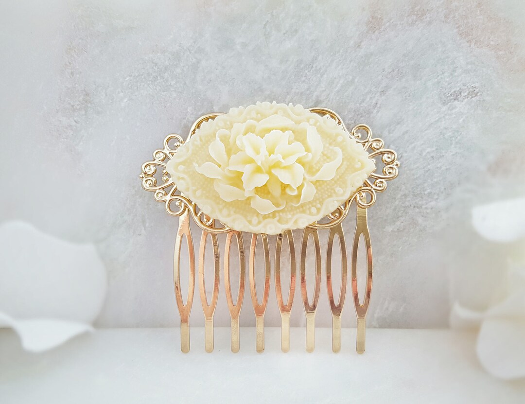 VINTAGE HAIR COMB Ivory Bridal Hairpin White Flower Hair Clip, Floral ...