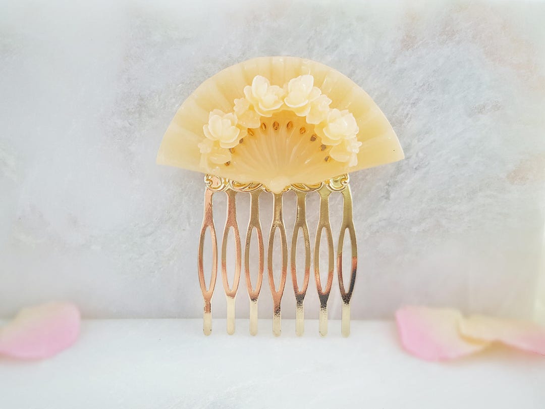Fan Hair Comb Japanese Hair Accessory Gold Silver or Rose Gold, Ivory ...