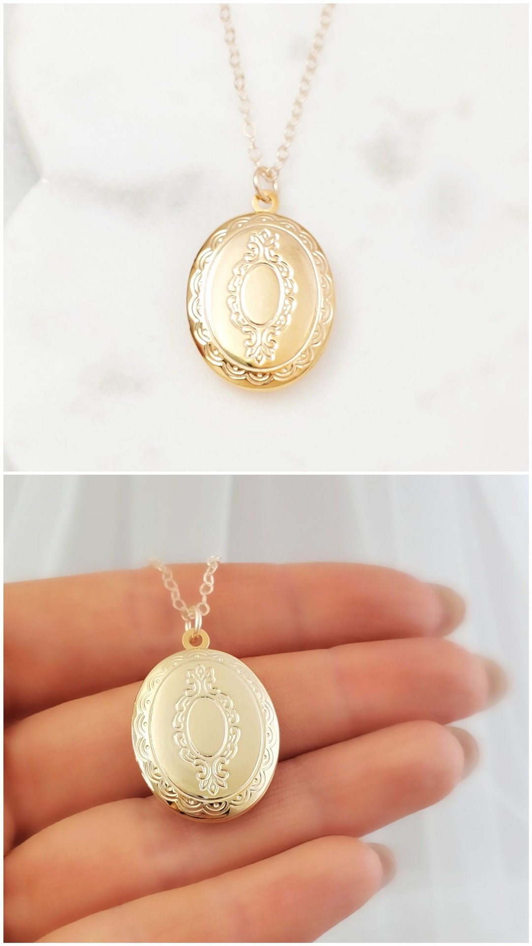 GOLD PHOTO LOCKET, Opened Oval Picture Locket, Large Gold-filled ...