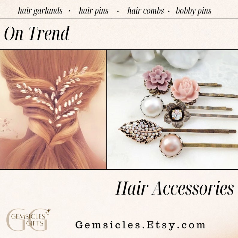 AUTUMN Hair Accessories 7 Decorative Bobby Pins, Trees & Leaves, Sage ...