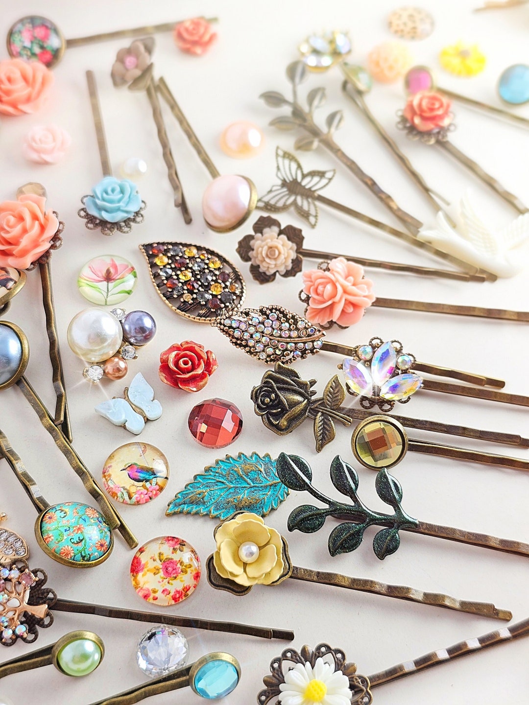 Bobby Pin GRAB BAG Custom Hairpins Choose Your Color, Floral Decorative ...