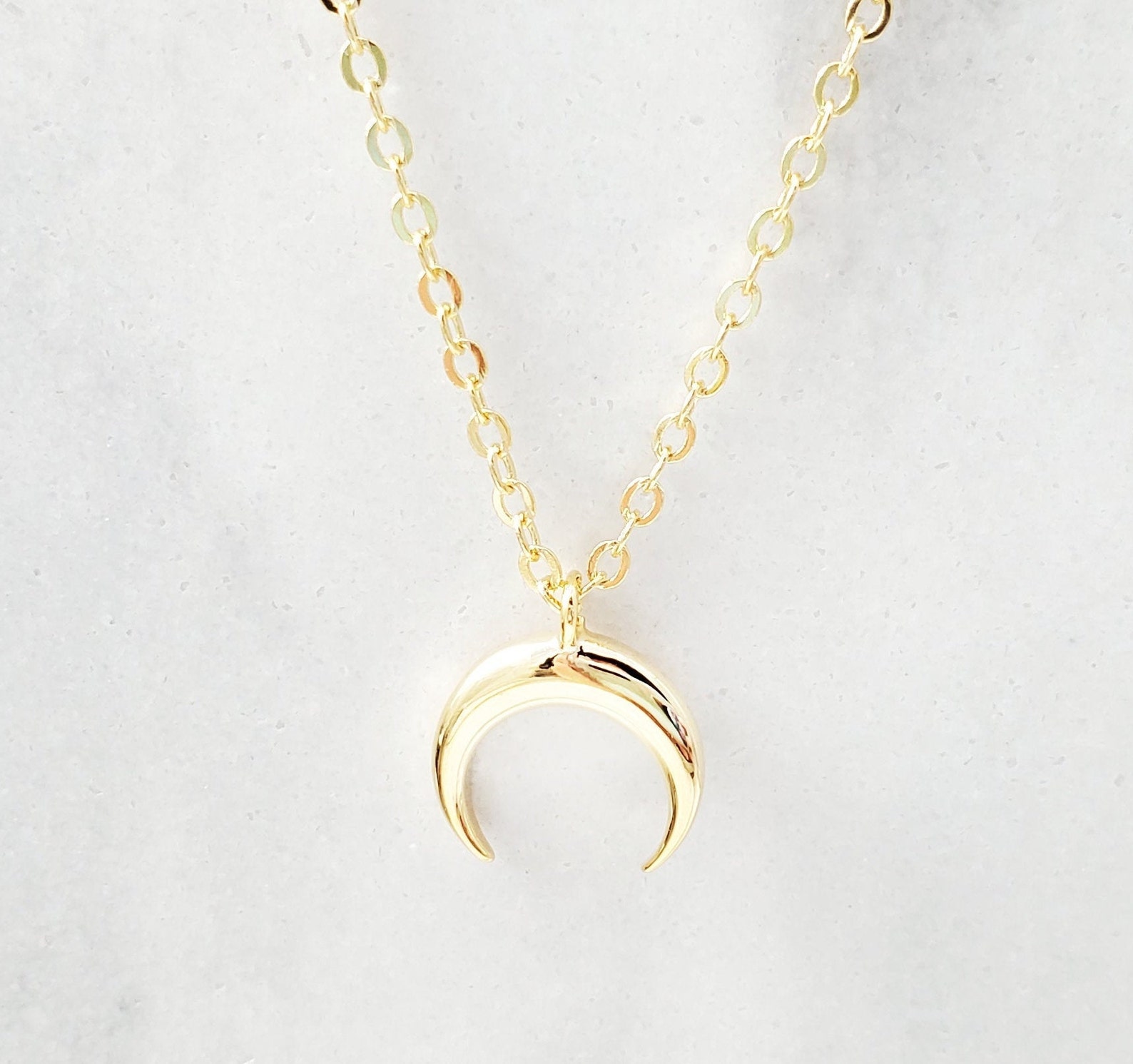 GOLD FILLED HORN Necklace 16K Gold Double-horn Pendant | Etsy