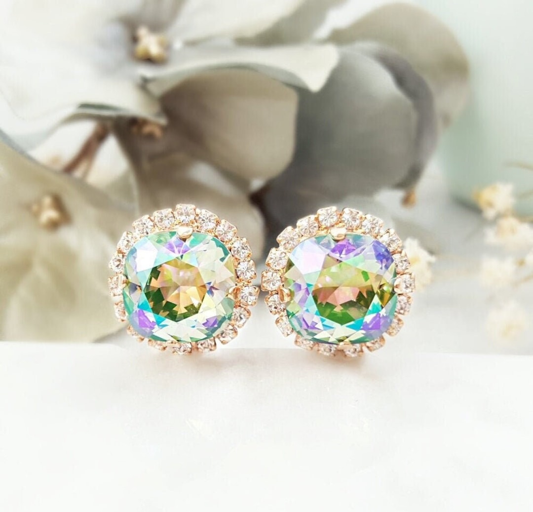 Iridescent Clip Ons Gold or Rose Gold Alexandrite Clipon Studs, Mauve ...
