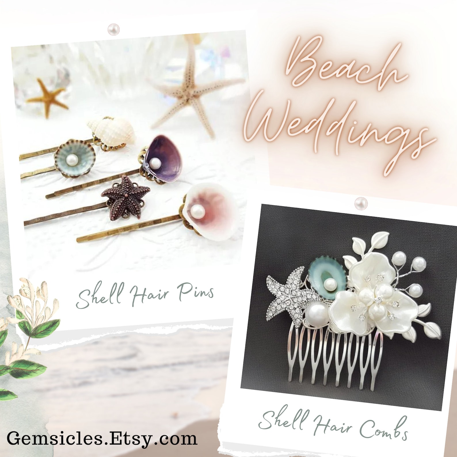 Sea Shell & Pearl HAIR RINGS Gold Hair Charms Ocean Beach Braid Jewelry ...
