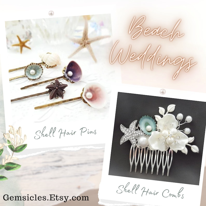 Sea Shell & Pearl HAIR RINGS Gold Hair Charms Ocean Beach Braid Jewelry ...
