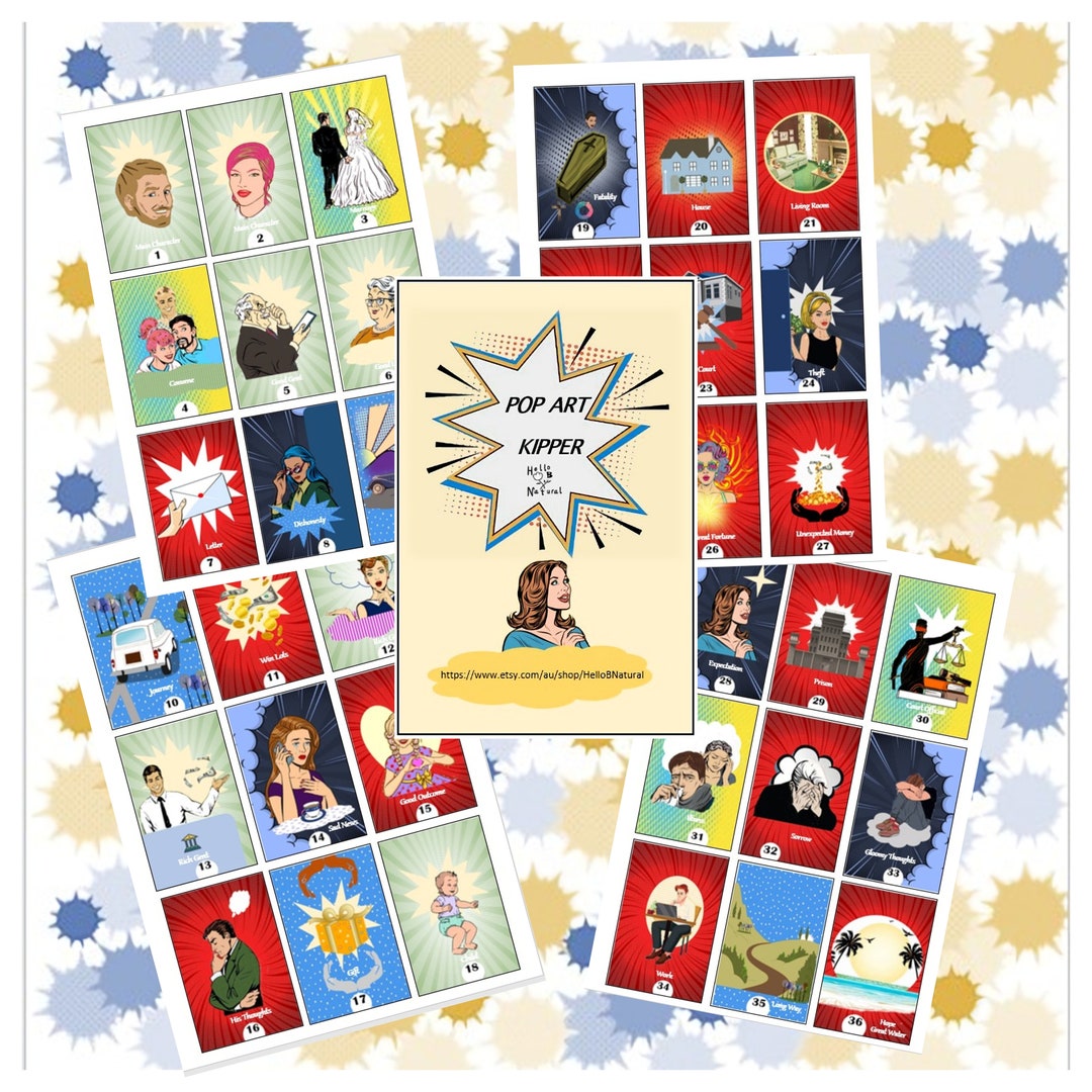 Pop Art Kipper, 36 Card Divination Deck, Printable Card Deck, With 2 ...