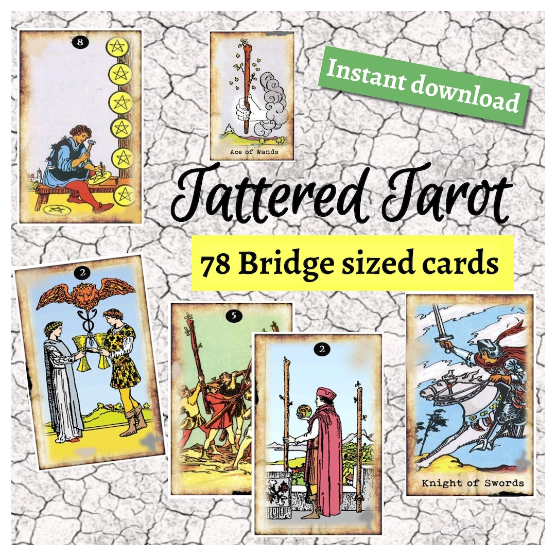 Tattered Tarot 78 Borderless Printable Tarot Cards, Bridge Size, Major ...