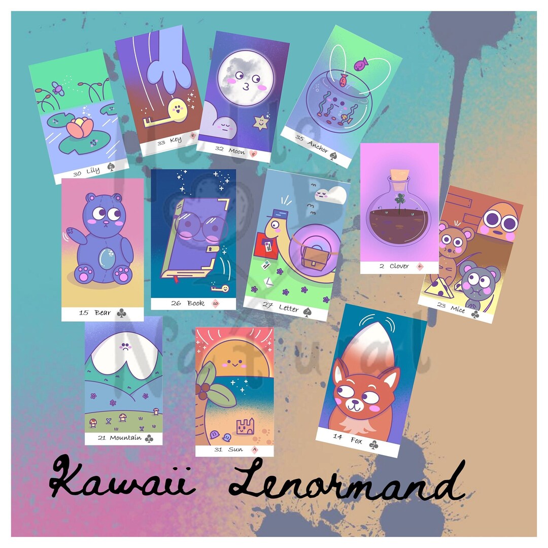 Kawaii Lenormand, 36 Card Printable Deck. - Etsy