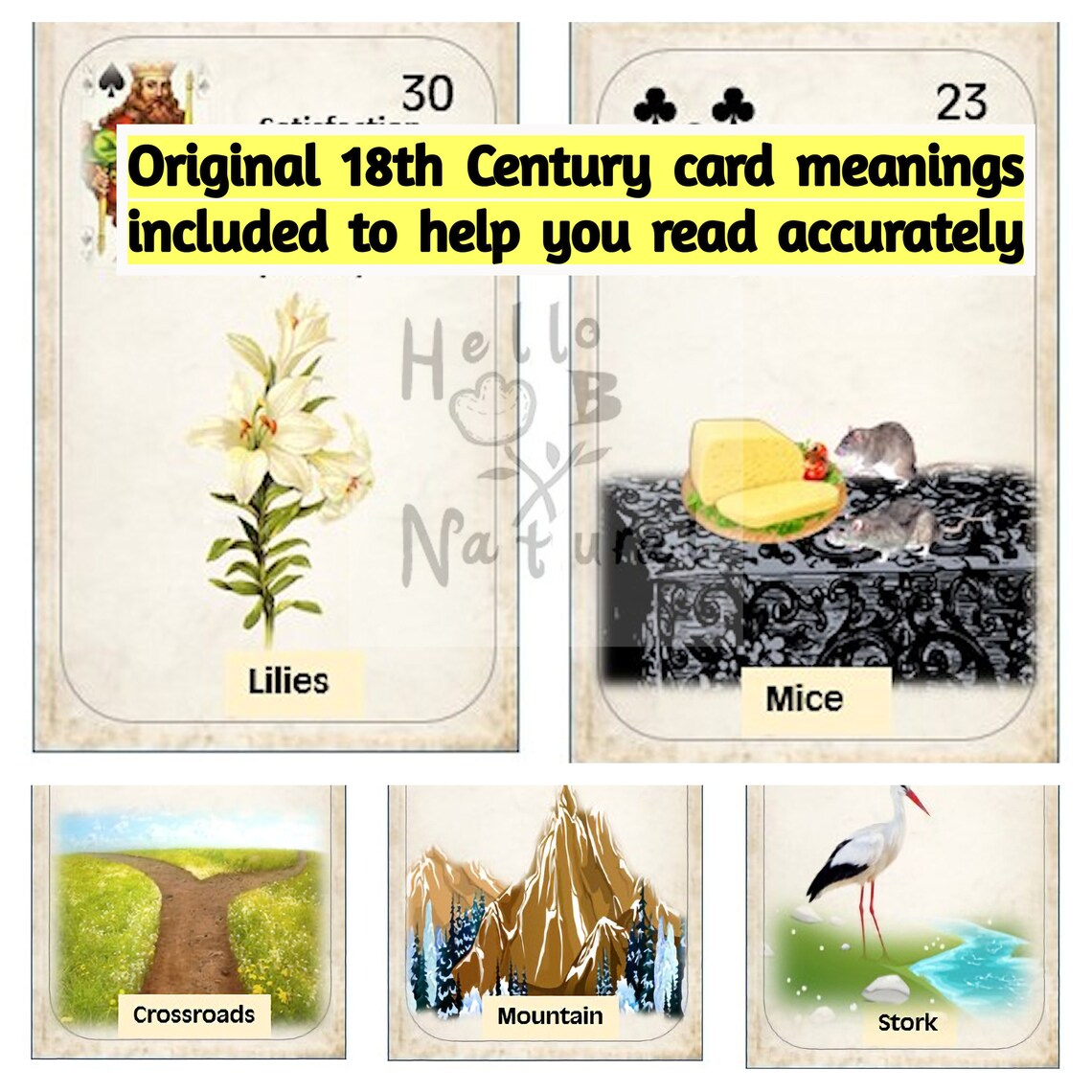 Classic Lenormand Card Deck, 36 Card Deck, Printable Cards, Original ...